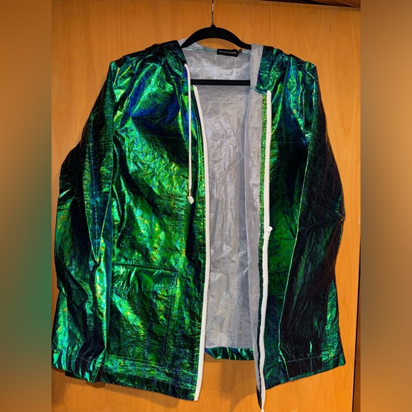 PrettyLittleThing | Jackets & Coats | New Green Holographic Rain Jacket ...